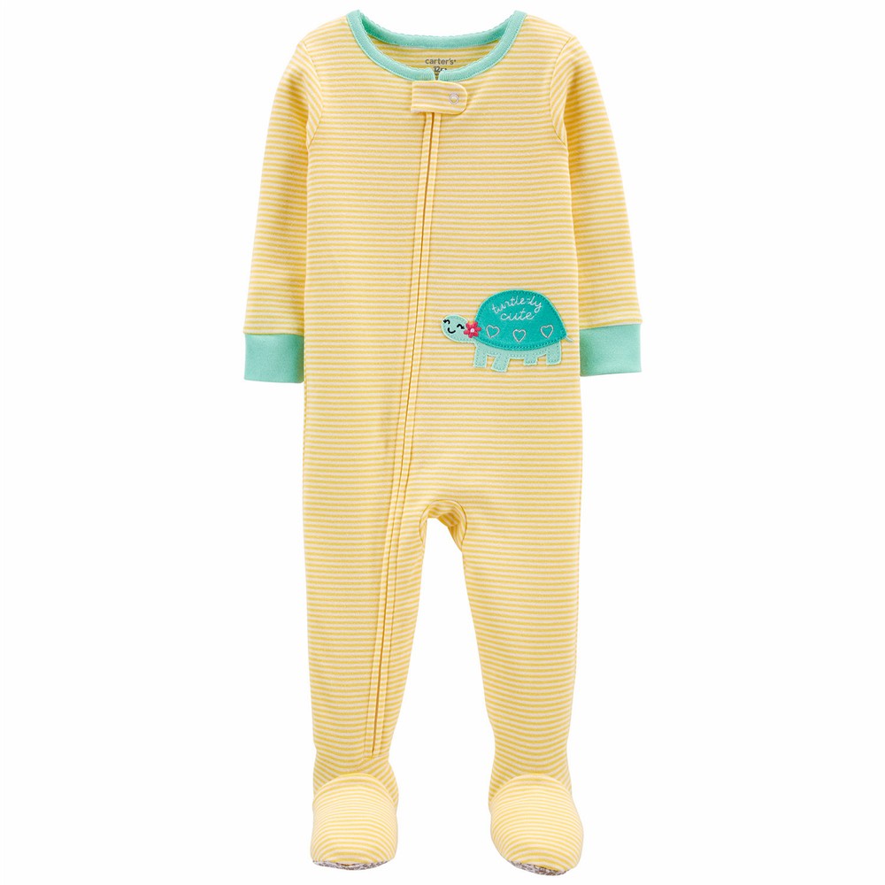 Carter's Yellow Cotton Footie One Piece PJs | Baby Girl