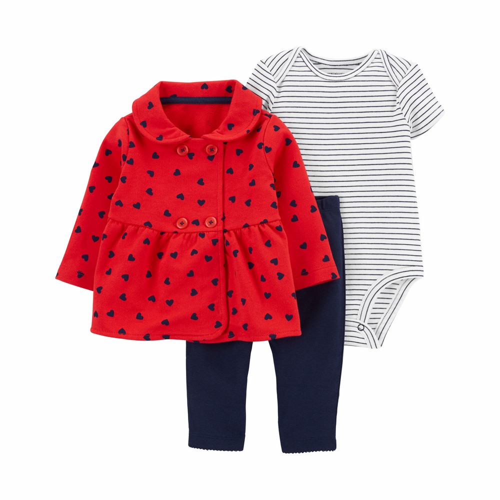 Carter's 3-Piece Heart Little Cardigan Set | Baby Girl