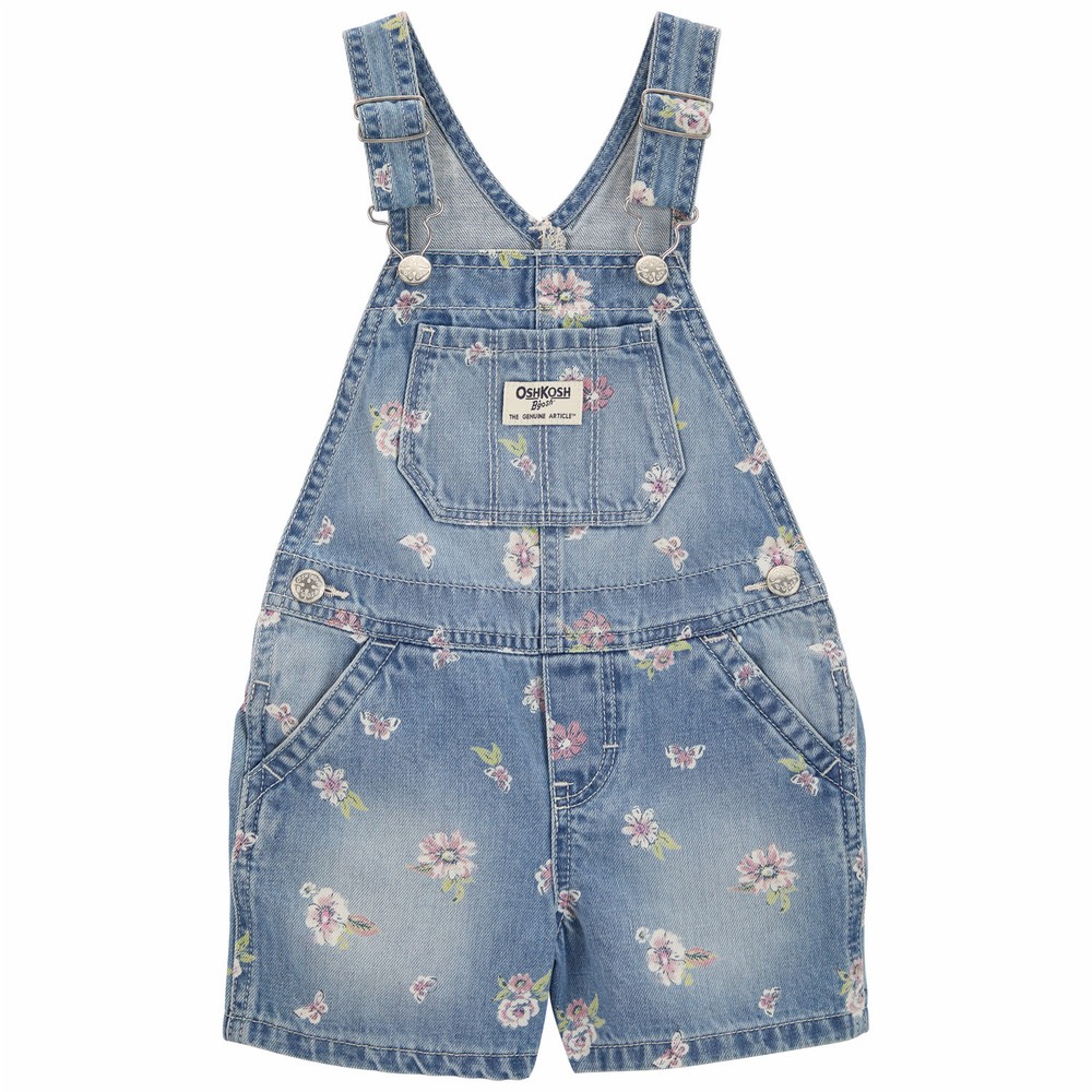 OshKosh B'gosh Floral Knit Denim Shortalls | Baby Girl