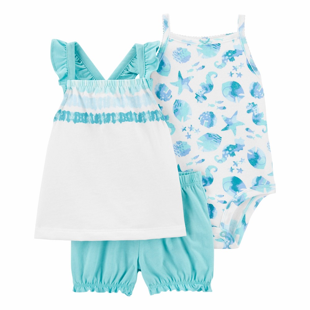 Carter's 3-Piece Seashell Little Short Set | Baby Girl