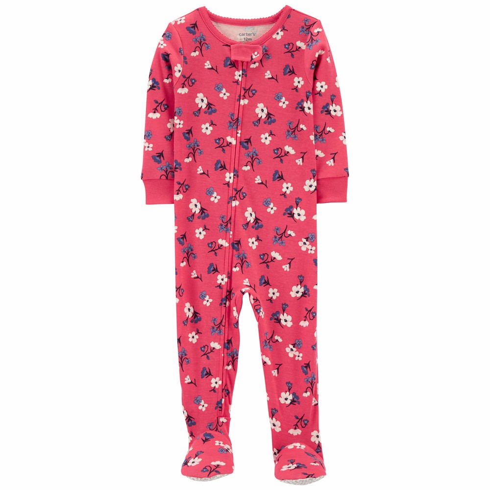 Carter's Floral Snug Fit Cotton Footie One Piece PJs | Baby Girl