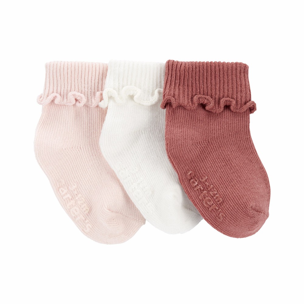 Carter's 3-Pack Roll Cuff Socks | Baby Girl