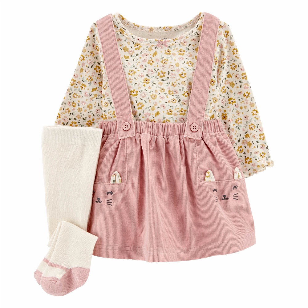Carter's 3-Piece Floral Tee & Jumper Set | Baby Girl