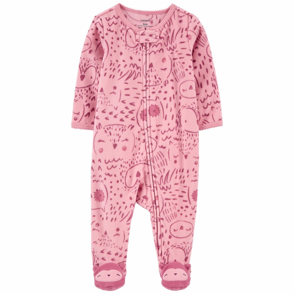 Carter's Owl Zip-Up Fleece Sleep & Play One Piece | Baby Girl