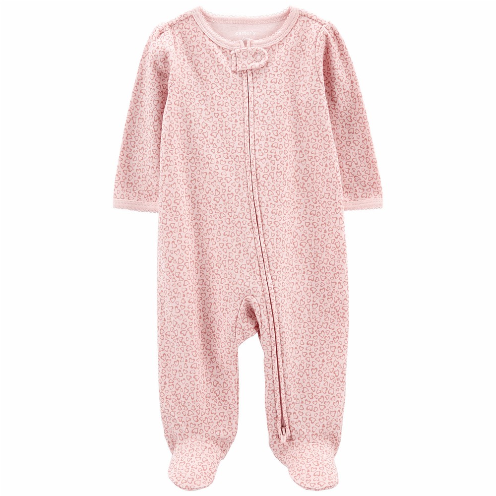Carter's Heart 2-Way Zip Cotton Sleep & Play | Baby Girl