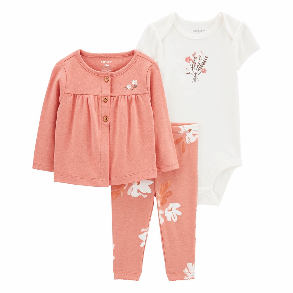 Carter's 3-Piece Floral Little Cardigan Set | Baby Girl