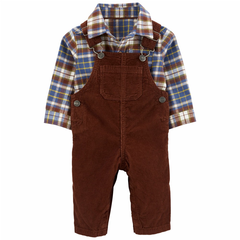 Carter's 2-Piece Plaid Button-Front & Overall Set | Baby Boy