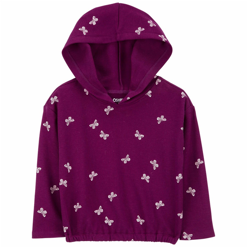 OshKosh B'gosh Butterfly Print Thermal Pullover Hoodie | Toddler Girl