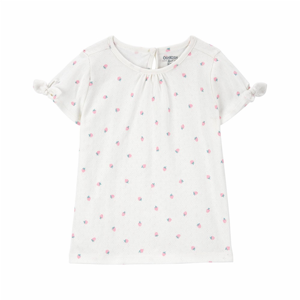 OshKosh B'gosh Strawberry Print Pointelle Short Sleeve Top | Toddler Girl